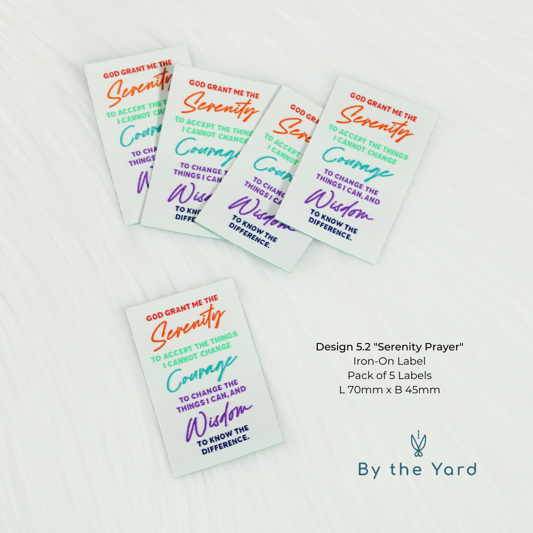 Serenity Prayer - Pack of 5 IRON-ON Christian Woven Labels – By the ...